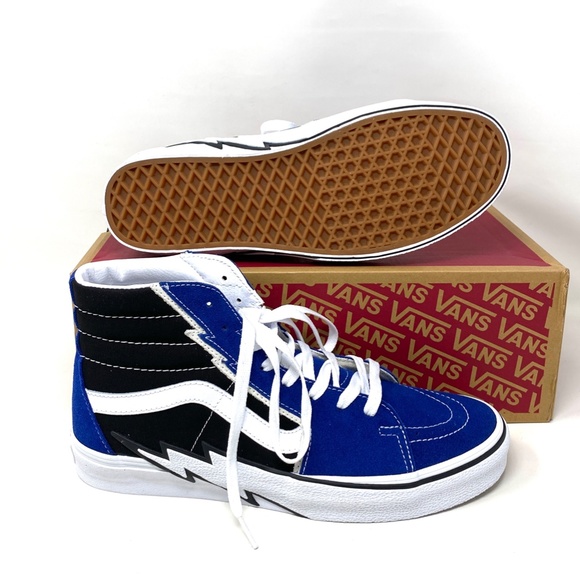 Vans | Shoes | Vans Sk8hi Bolt Blue Black Mens Suede Canvas Skate ...